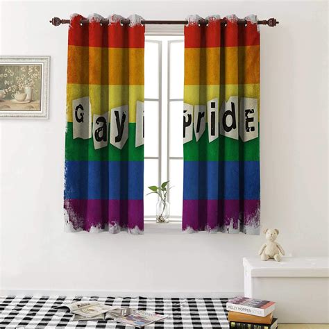 Pride Customized Curtains Dated Aged Iconic Rainbow Flag With Gay Pride