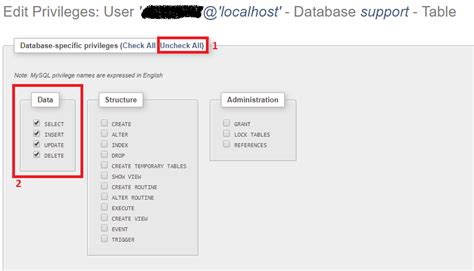 secure wordpress mysql database with restricted privileges