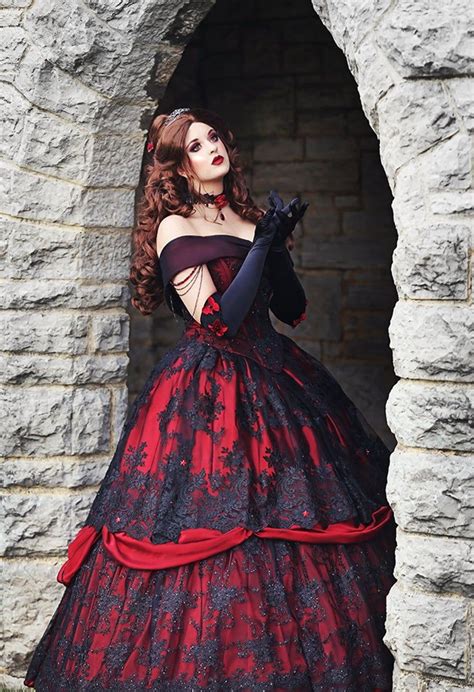 Gothic Belle Red Black Lace Fantasy Gown Wedding Holiday Etsy