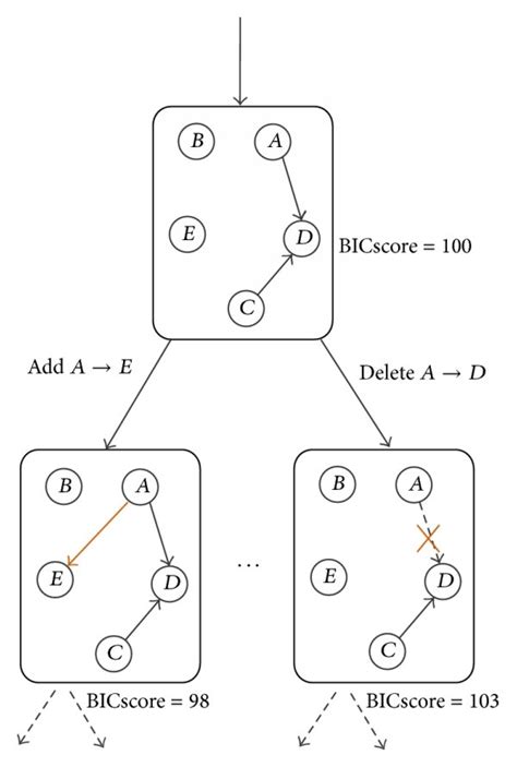 pseudocode a and illustration b of a bayesian network structure