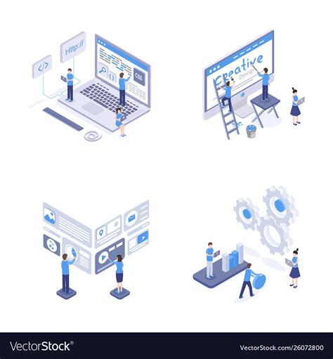 programming and coding isometric set royalty free vector