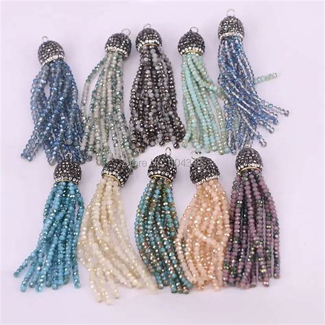 Buy 10pcs Multi Color Crystal Tassel Pendant Beads