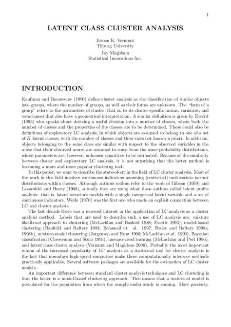 pdf latent class cluster analysis jay magidson