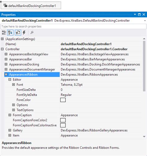 appearances winforms controls devexpress help
