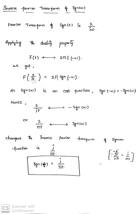 Find The Inverse Fourier Transform Of Sgn ω Homeworklib