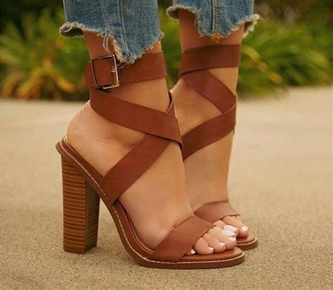 Lala Ikai Buckle Strap Sandal Shoes High Heels Sandals Women Square