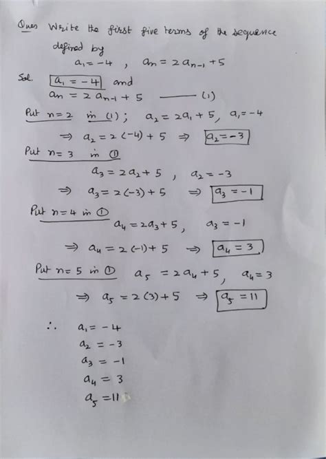 please simply for a1 a2 a3 a4 and a5 write the first five terms of the