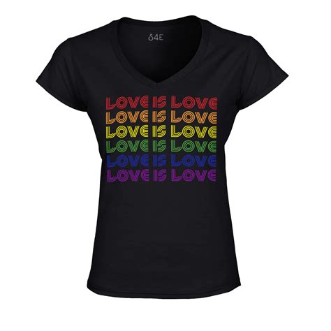 S4e Womens Love Is Love V Neck T Shirt Gay Pride Love Wins Lgbtq