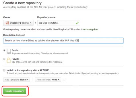 create a git repository in a github organization sap tutorials