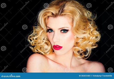 Pin Up Woman With Naked Shoulders Isolated On Black Background Copy