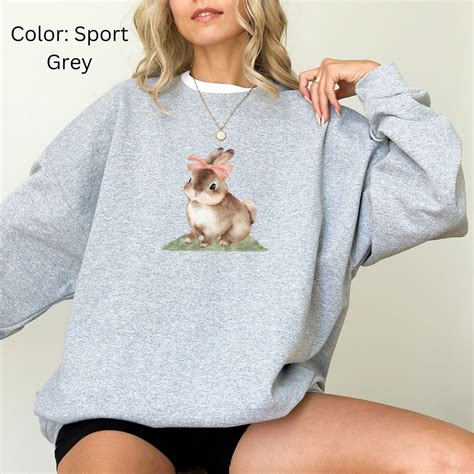 Coquette Bunny Sweatshirt Pink Bow Sweatshirt Coquette Crewneck