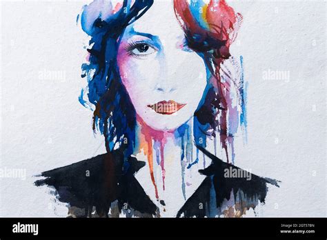 Beautiful Abstract Fashion Illustration Face Of A Young Woman With