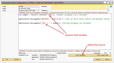 dynamic code variables
