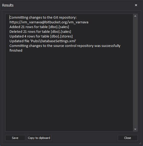 how to commit and or update sql server database static data to a source