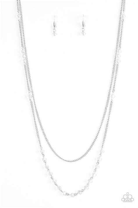 Paparazzi Rich With Glitz White Necklace And Earring Set