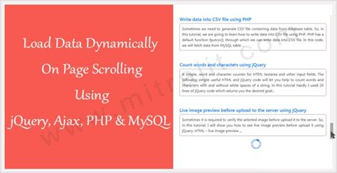 load data dynamically on page scrolling using jquery ajax