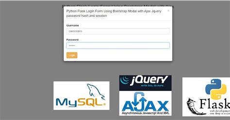 python flask login form using bootstrap modal with ajax jquery password