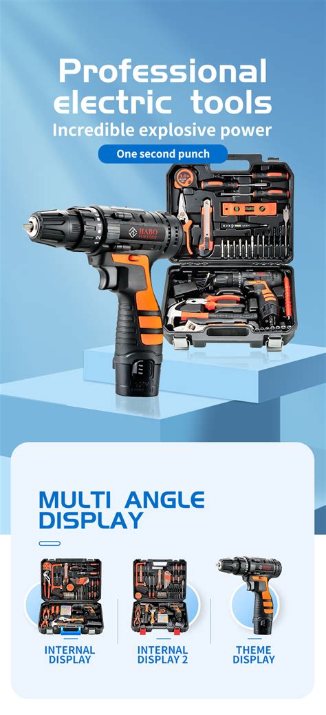 Professional Electrical Tool Box Set 12v Brushless Drill Cordless 92