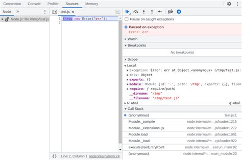 javascript debugging node js es modules debugger not breaking at