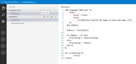 how to run classic asp on azure web apps stack and