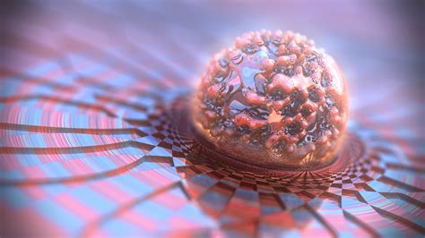 Wallpaper Digital Art Abstract Red Reflection Sphere Blue