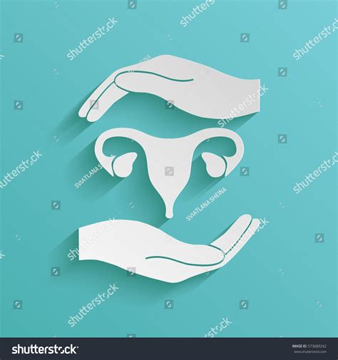 Hands Holding Female Uterus Protection Symbol Stock Vector Royalty