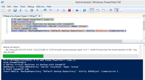 using veeam powershell snap in for hyper v backup