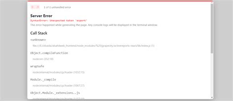 unexpected token export error activereportsjs developer