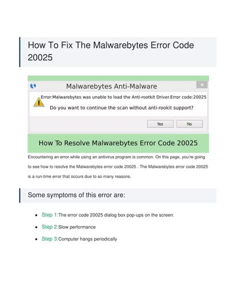 Ppt How To Fix Malwarebytes Error Code 20025 Powerpoint Presentation