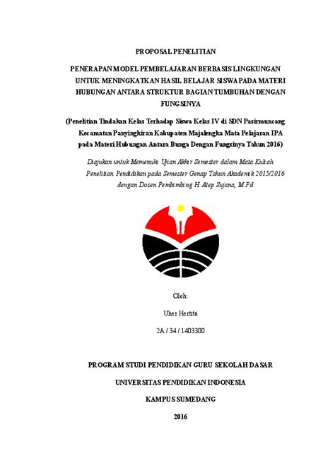 Proposal Penelitian Tindakan Kelas Sd Doc Gambaran