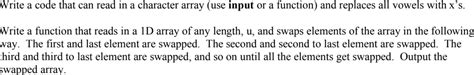 solved write a code that can read in a character array u