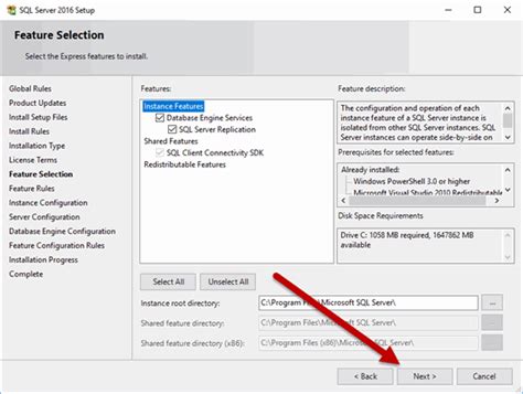 2016 sql server express installation