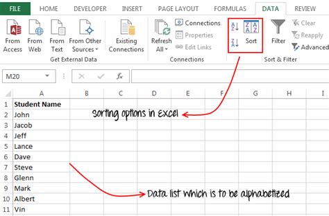 how to alphabetize a column in excel