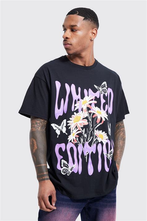 Boohooman Oversized Limited Edition Floral T Shirt In Blue For Men Lyst