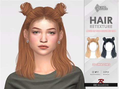The Sims Resource Double Half Bun Ll114 Hair Retexture Mesh Needed