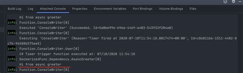 fix console logs for azure functions running in a docker