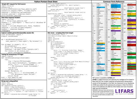 python penetration testing cheat sheet hacking tutorials