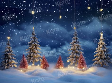 Kate Christmas Tree Night Star Snowy Land Backdrop Designed By Chain P