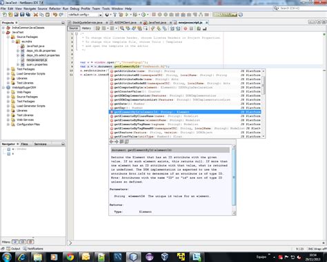java javascript on netbeans scarce code support features