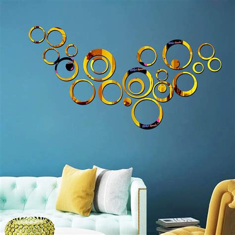 Buy Bikri Kendra Rings 24 Golden 3d Acrylic Mirror Wall Stickers
