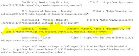 python extracting data from tv reviews stack
