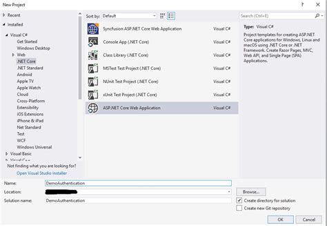 how to implement authentication using identity model in asp core
