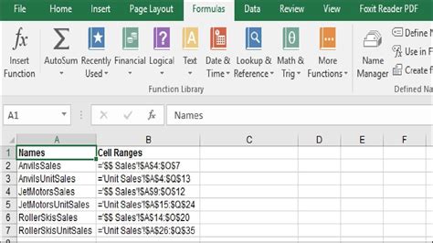 how to see all of the named cell ranges in an excel workbook youtube