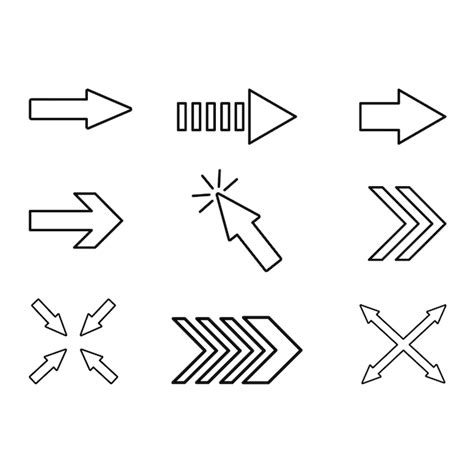 Conjunto De íconos De Flechas Simples Vector Premium