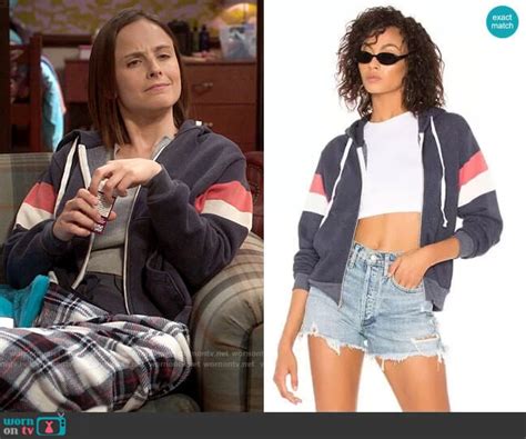 Wornontv Kimberlys Navy Stripe Sleeve Hoodie And Sweatpants Set On