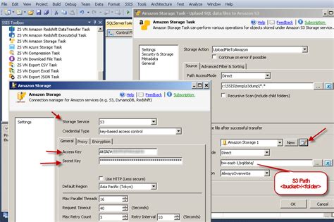 loading data from sql server to amazon s3 in ssis split files gzip