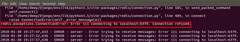 python error 111 connecting to localhost 6379 connection refused