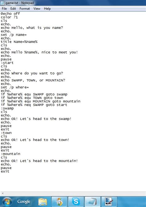 creating a game with notepad owlcation