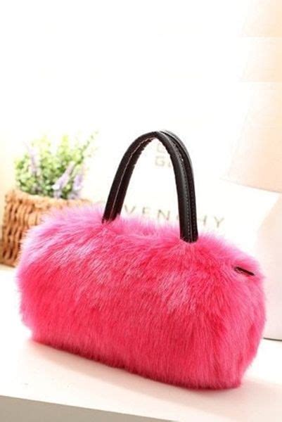 Womens Hot Pink Faux Fur Handbag Faux Fur Handbag Pink Faux Fur