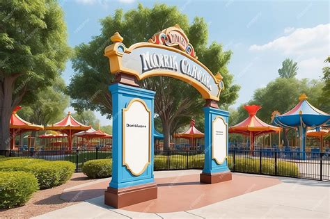 Mockup De La Señalización De Entrada Del Parque Temático Con Espacio